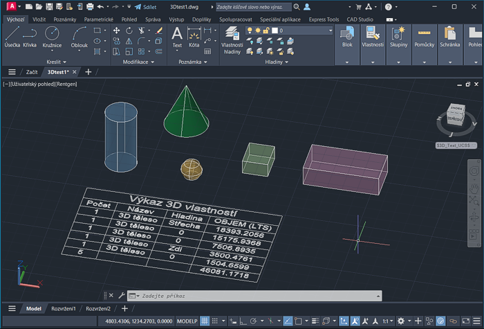 CAD Forum - How to display the total volume or surface of 3D solids in DWG?